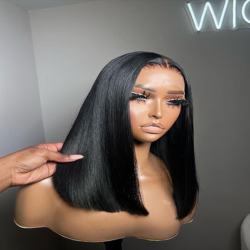 Superlook Glueless Short Bob Wig Straight 6x5 Invisible HD Lace Closur ...