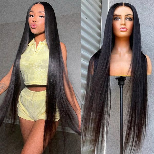 30inch Straight Guleless Wear Go Wig 6X5 Transparent Lace Frontal Huma ...